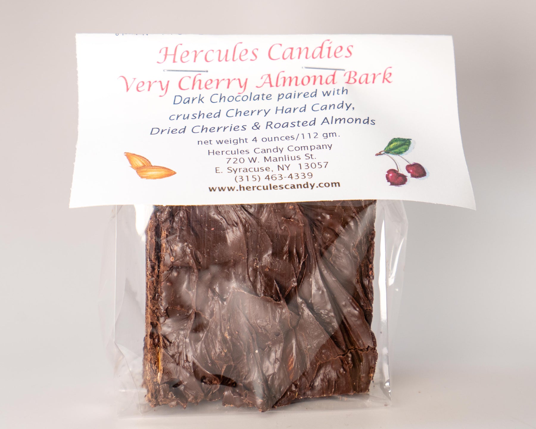 Very Cherry Almond Bark, dark chocolate – Hercules Candy and Chocolate Shop