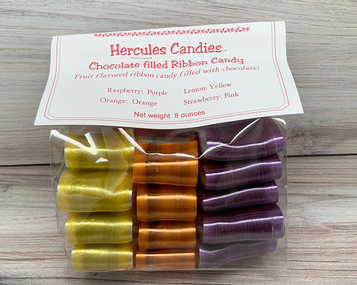 Chocolate filled Ribbon Candy – Hercules Candy and Chocolate Shop