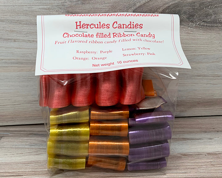 Chocolate filled Ribbon Candy – Hercules Candy and Chocolate Shop