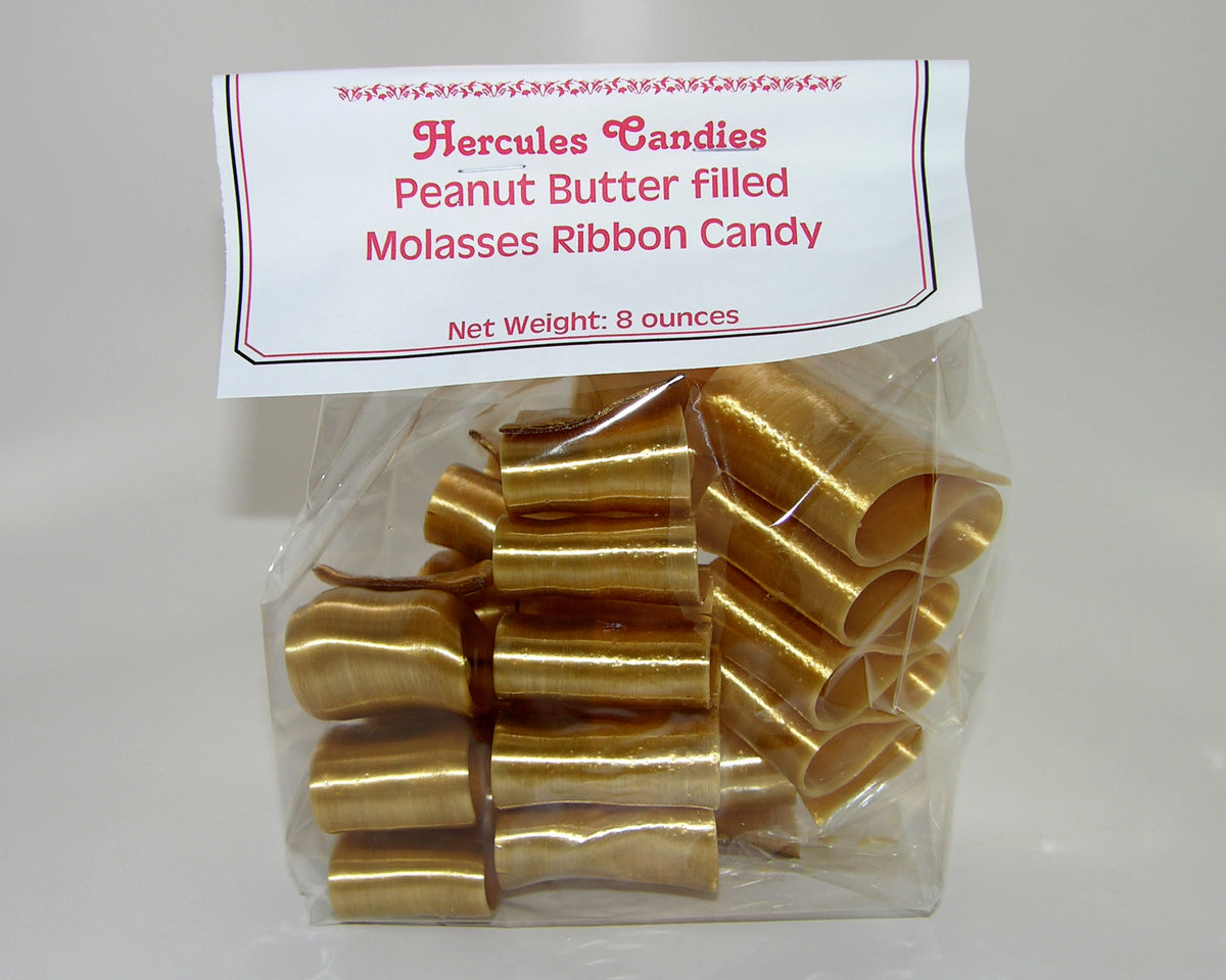 Peanut butter filled molasses ribbon candy – Hercules Candy and ...