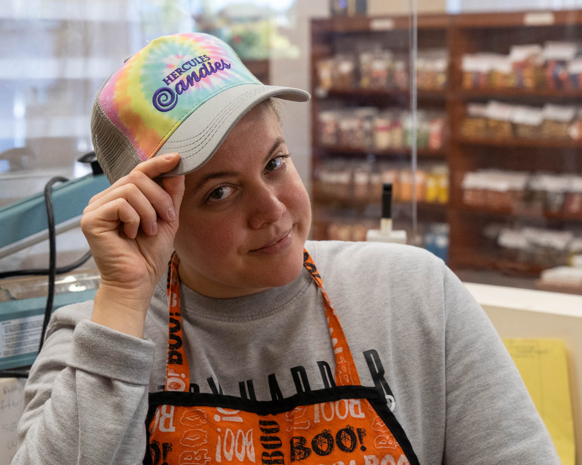 Hercules Candy tie dyed logo hat – Hercules Candy and Chocolate Shop